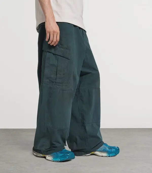 Balenciaga Cotton Oversized Cargo Trousers - Blue