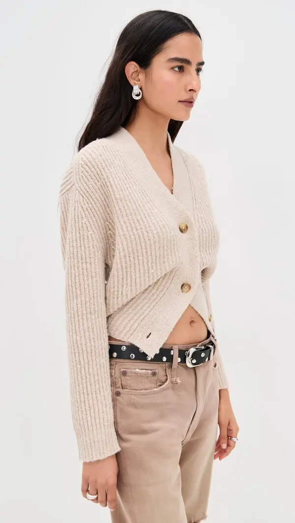 R13 Split Hem Ribbed Cardigan
