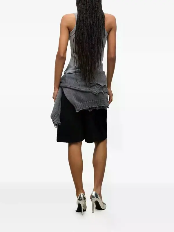 AREA Crystal-embellished Ribbed Tank Top - Grey