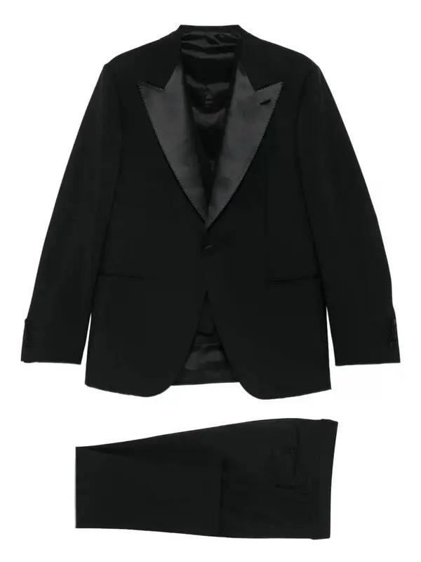 Caruso Shawl-lapel Single-breasted Suit - Black