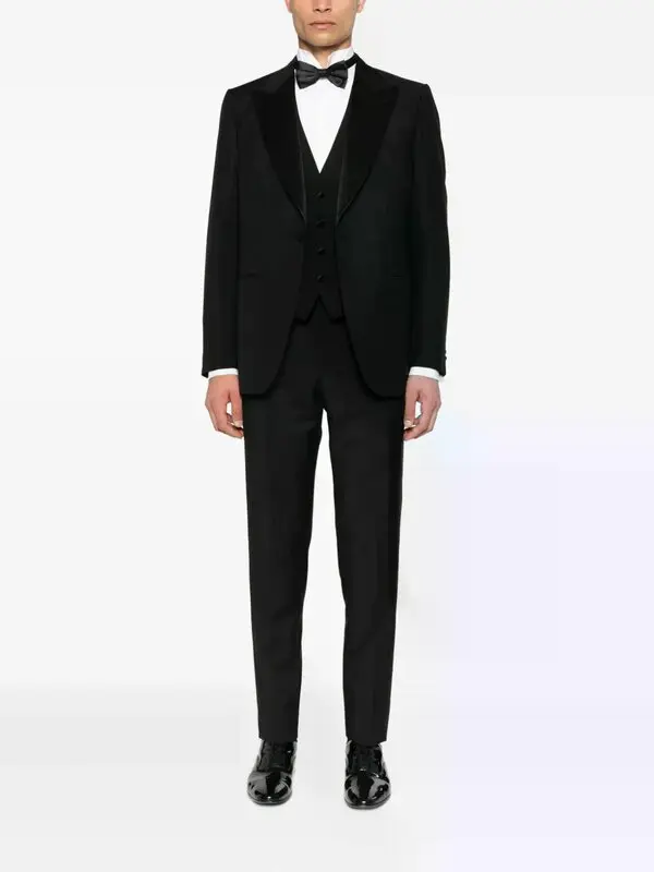 Caruso Shawl-lapel Single-breasted Suit - Black