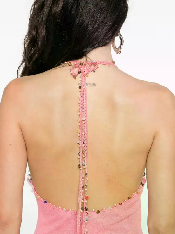 strapless open back dress Effie Pink Floral Mini Dress