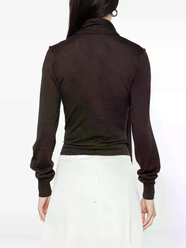 LEMAIRE Tie-neck Button-detail Top - Brown