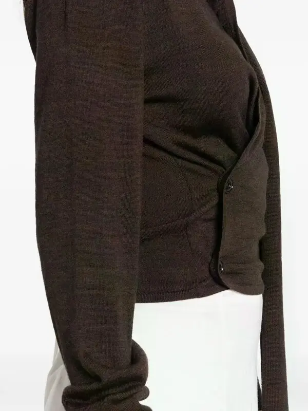LEMAIRE Tie-neck Button-detail Top - Brown