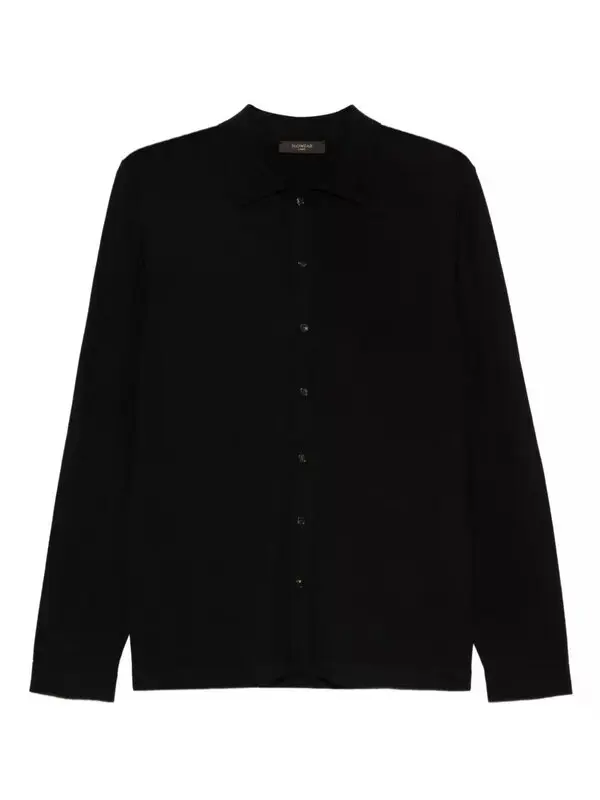 ZANONE Virgin-wool Button-front Shirt - Black