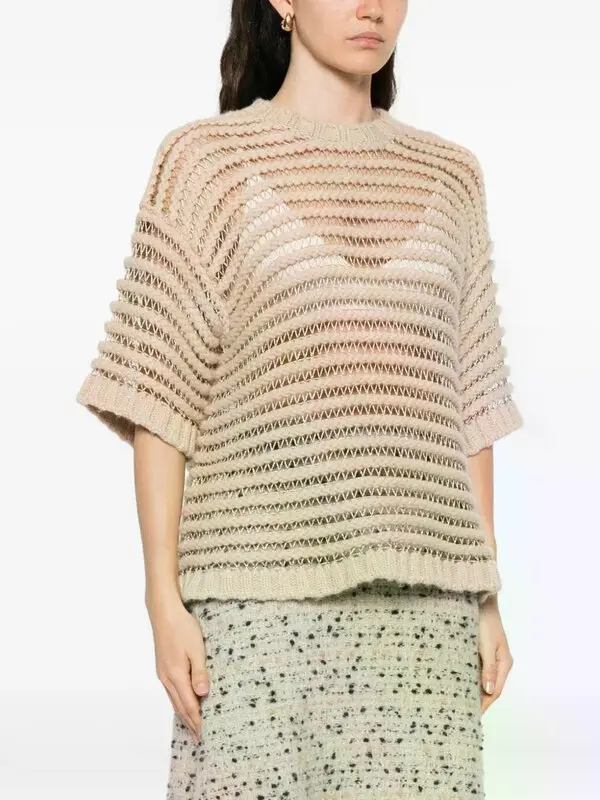 Fabiana Filippi Open-knit Short-sleeve Top