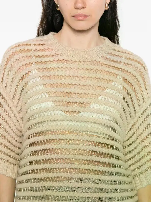 Fabiana Filippi Open-knit Short-sleeve Top