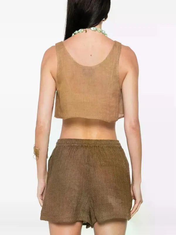 Le Kasha Linen Scoop-neck Tank Top