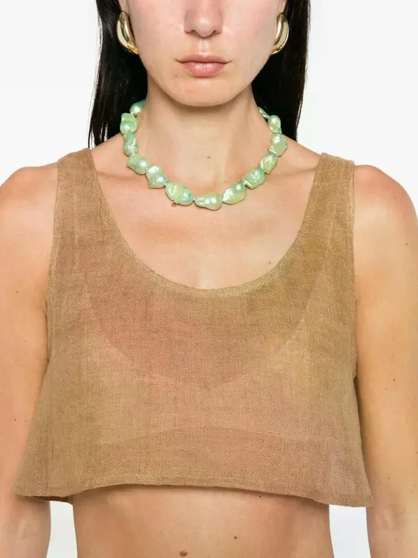 Le Kasha Linen Scoop-neck Tank Top