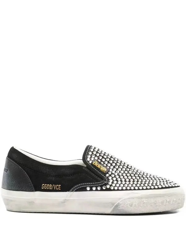 GOLDEN GOOSE Vce Crystal-embellished Slip-on Sneakers - Black