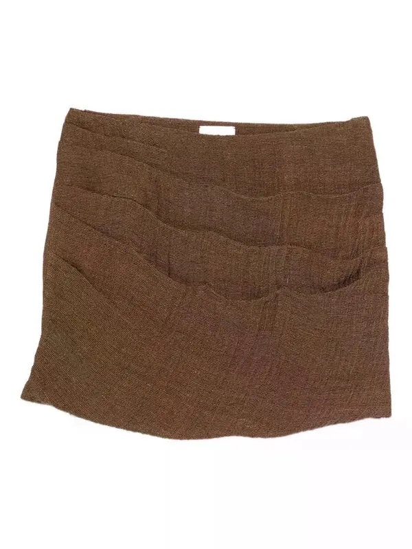 Le Kasha Pleated Linen Mini Skirt