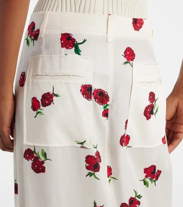 Khaite Lucian Printed Twill Maxi Skirt - White