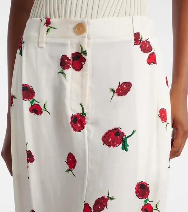 Khaite Lucian Printed Twill Maxi Skirt - White