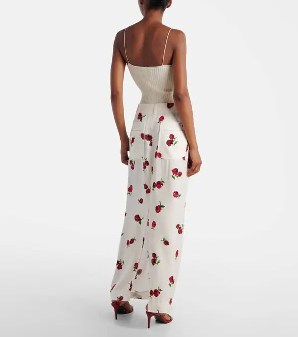 Khaite Lucian Printed Twill Maxi Skirt - White