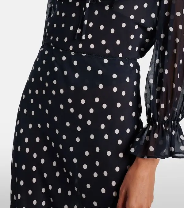 Rixo Ardith Polka-dot Silk Midi Skirt