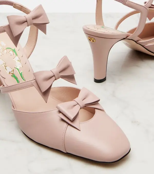 Valentino Garavani Bowow 75 Leather Slingback Pumps