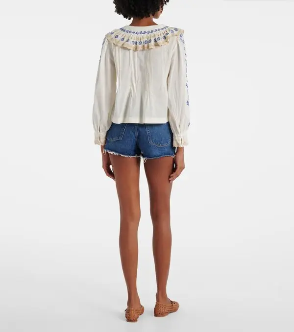Rixo Percy Embroidered Cotton Blouse