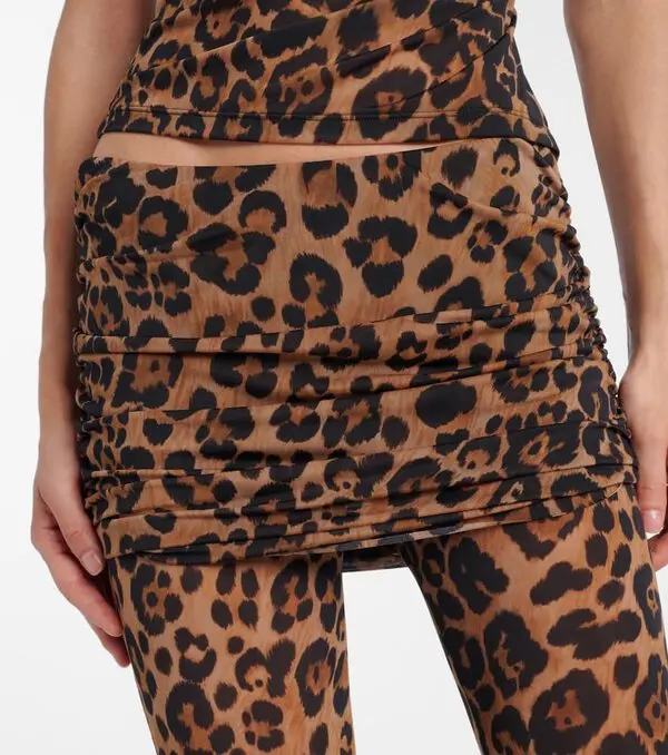 Blumarine Leopard-printed Jersey Leggings - Brown