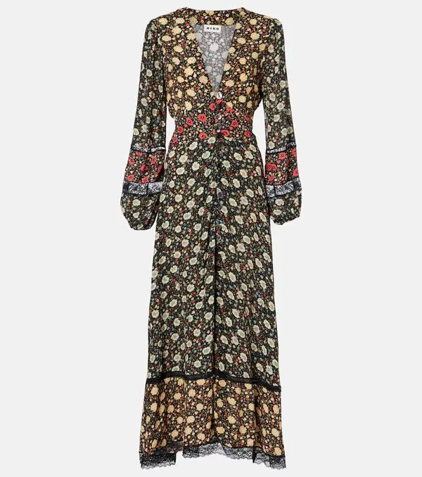 Rixo Raven Printed Crepe De Chine Midi Dress - Multicoloured