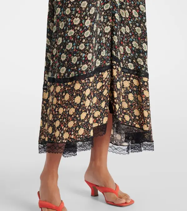 Rixo Raven Printed Crepe De Chine Midi Dress