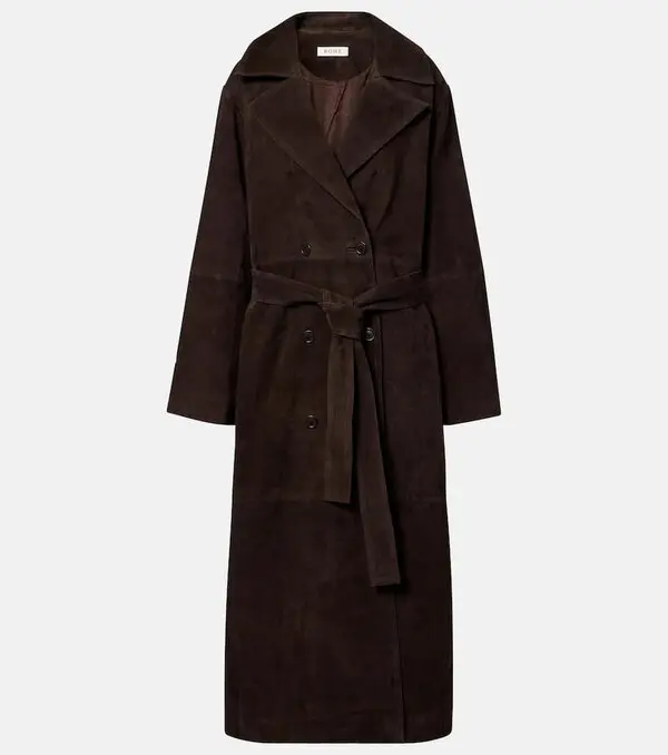 RÓHE Suede Wrap Coat - Brown