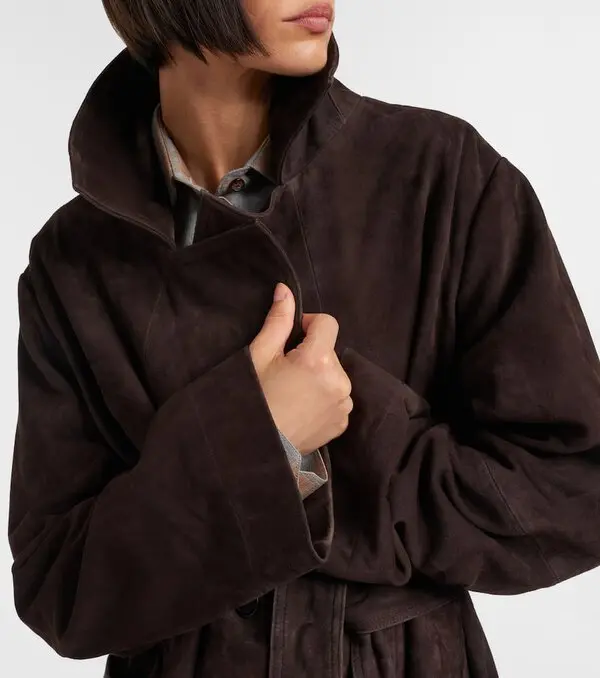 RÓHE Suede Wrap Coat - Brown