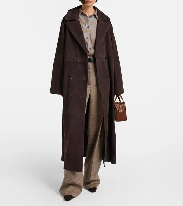 RÓHE Suede Wrap Coat - Brown