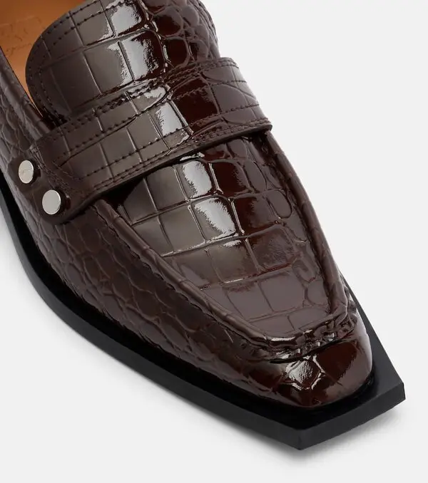 GANNI Studs Croc-effect Loafers