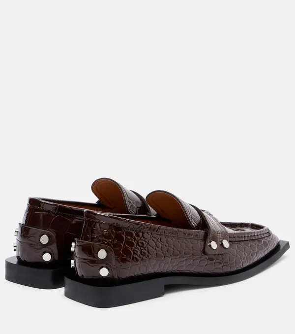 GANNI Studs Croc-effect Loafers