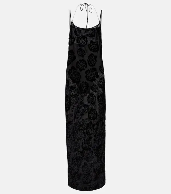 SIR. Vittoria Embroidered Sheer Maxi Dress - Black