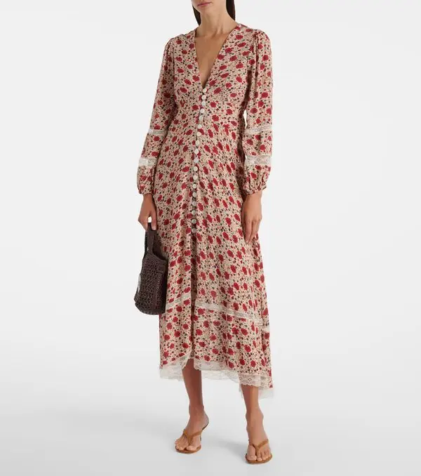 Rixo Raven Floral Midi Dress
