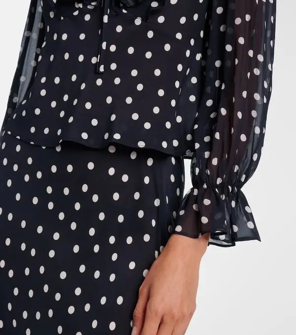 Rixo Lasca Polka-dot Silk Top - Blue