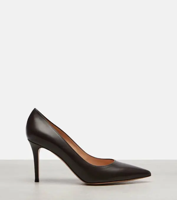 GIANVITO ROSSI 85 Leather Pumps - Brown
