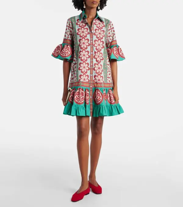 La DoubleJ Choux Printed Cotton Poplin Shirt Dress - Multicoloured