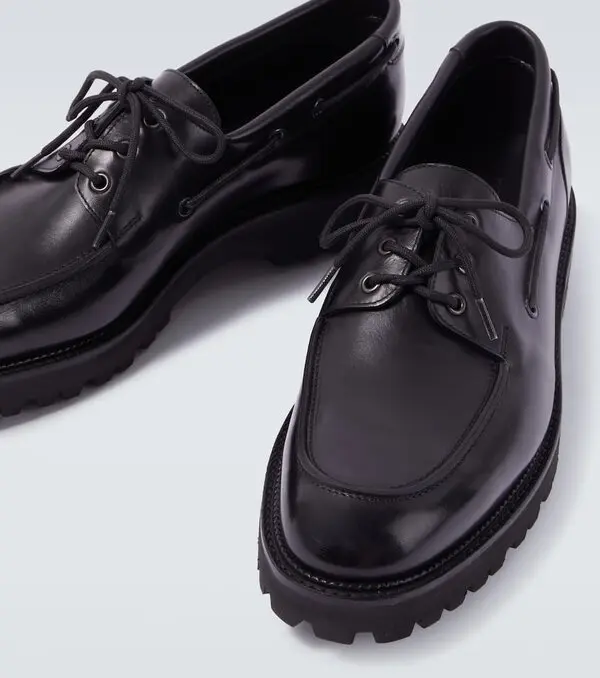 John Lobb Tide Leather Boat Shoes - Black