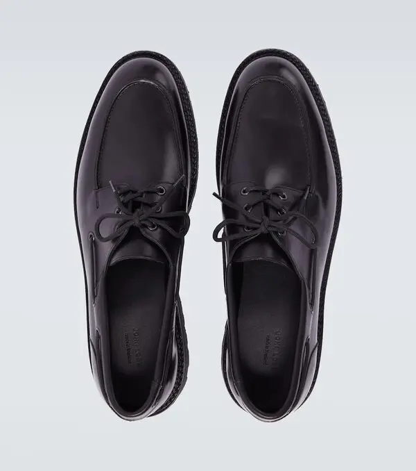 John Lobb Tide Leather Boat Shoes - Black