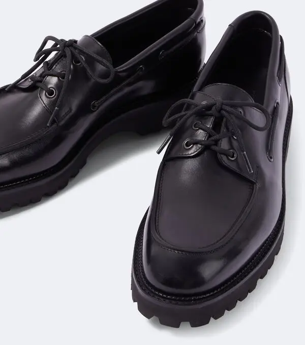 John Lobb Tide Leather Boat Shoes - Black