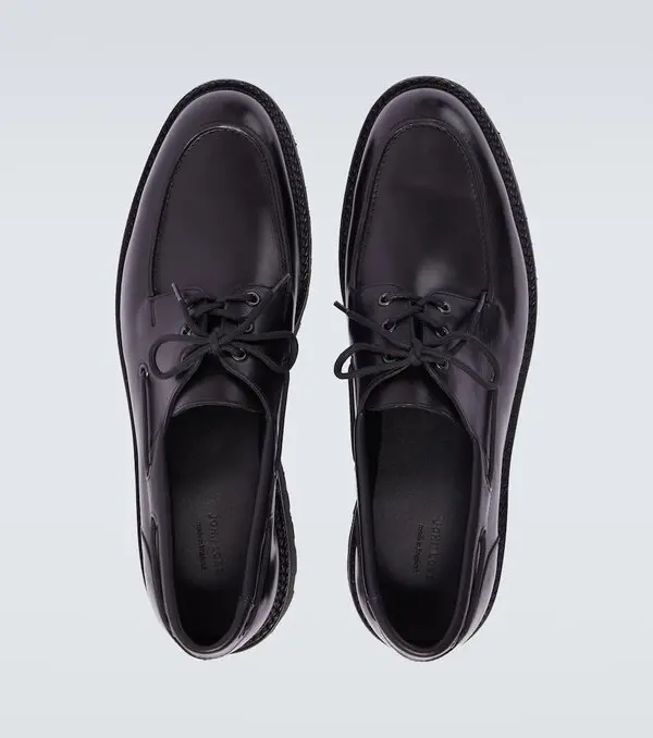 John Lobb Tide Leather Boat Shoes - Black
