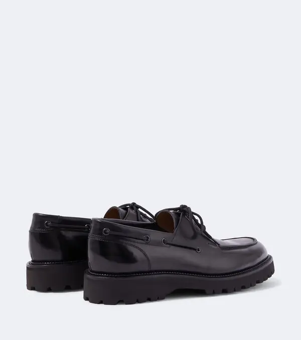 John Lobb Tide Leather Boat Shoes - Black