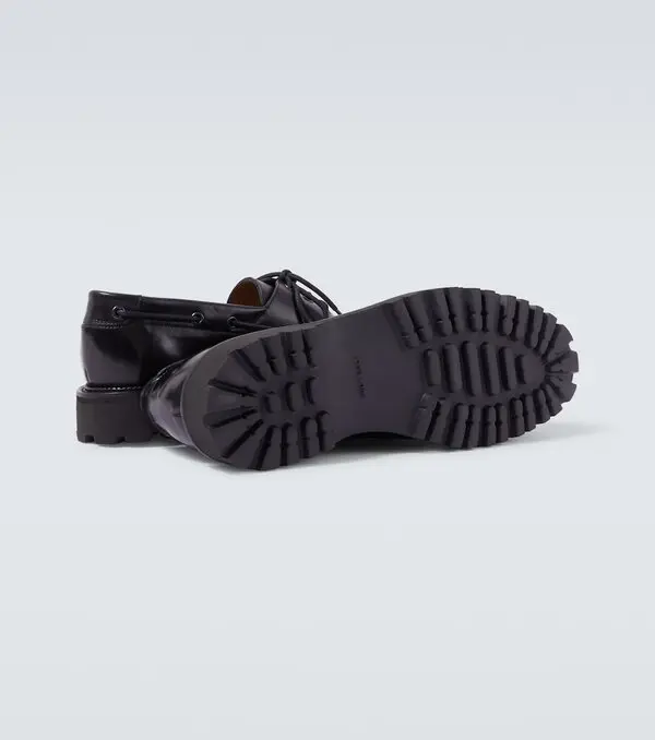 John Lobb Tide Leather Boat Shoes - Black