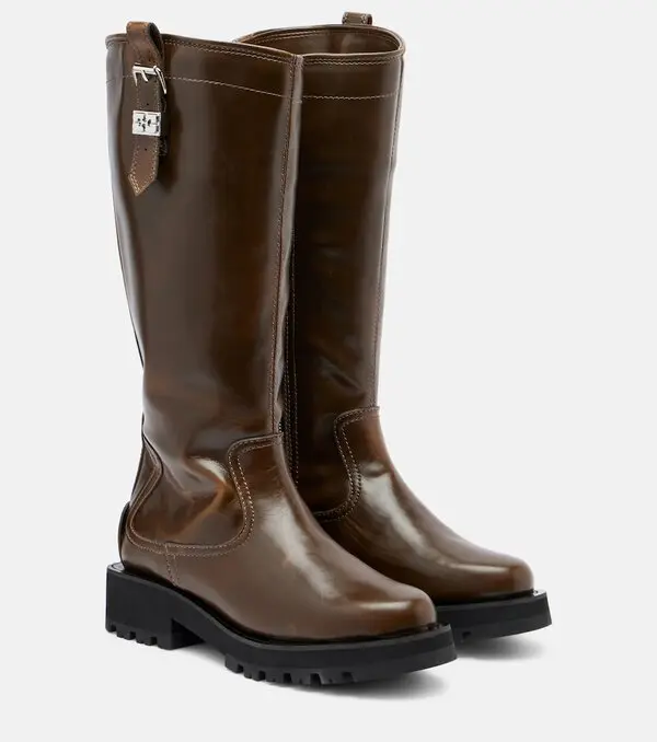 GANNI Studded Knee-high Boots - Brown