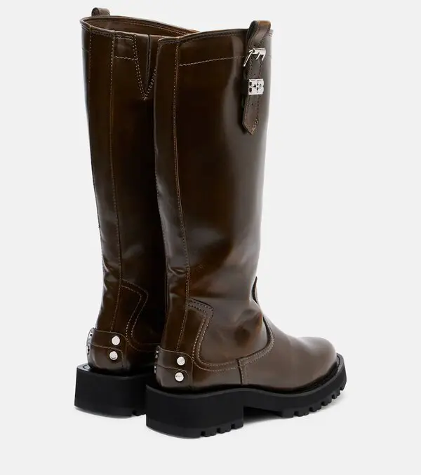 GANNI Studded Knee-high Boots - Brown