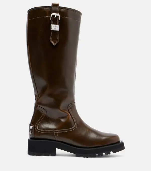 GANNI Studded Knee-high Boots - Brown