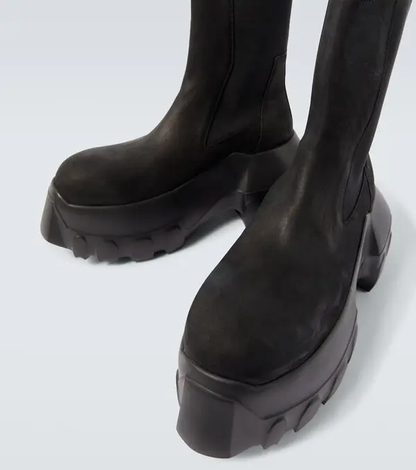 Rick Owens Beatle Mega Tractor Leather Chelsea Boots - Black