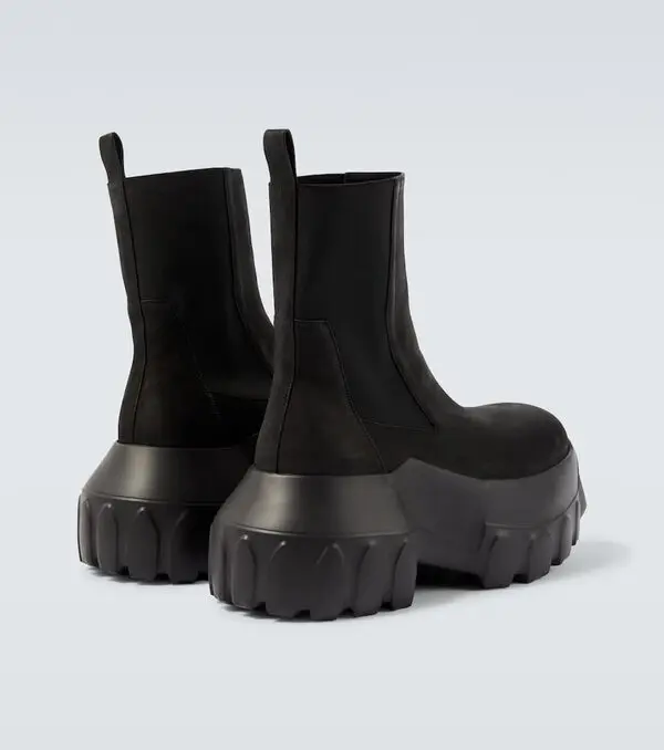 Rick Owens Beatle Mega Tractor Leather Chelsea Boots - Black