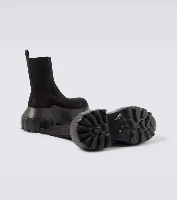 Rick Owens Beatle Mega Tractor Leather Chelsea Boots - Black