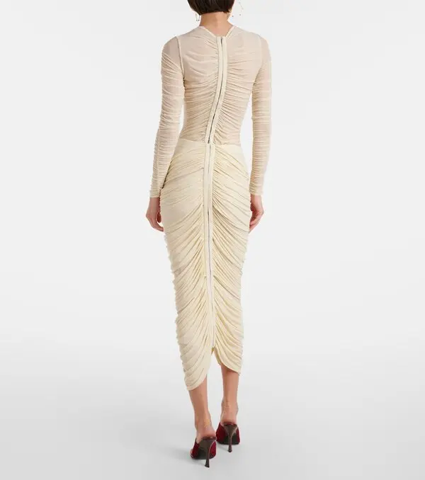 Magda Butrym Floral-appliqué Ruched Midi Skirt - White