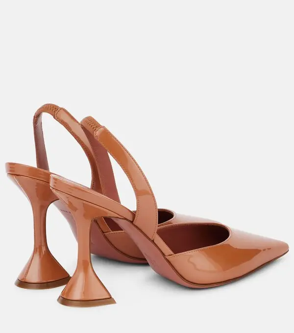Amina Muaddi Holli Sling 95 Patent Leather Pumps