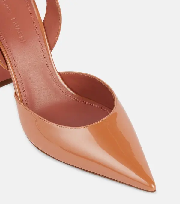 Amina Muaddi Holli Sling 95 Patent Leather Pumps