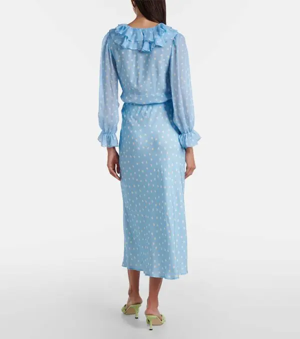Rixo Ardith Polka-dot Midi Skirt